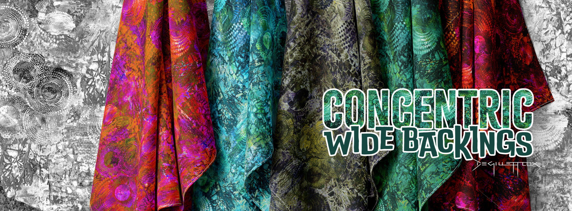 14 Circles Turquoise Concentrics Wide Backings (4002) - KK Fabrics