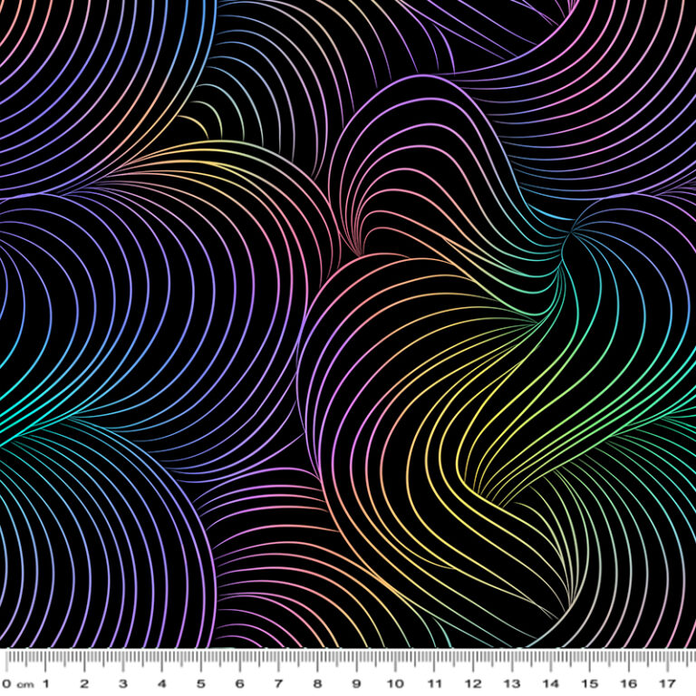 M Black Multi Colour Loops Wide Backings (4088) - KK Fabrics