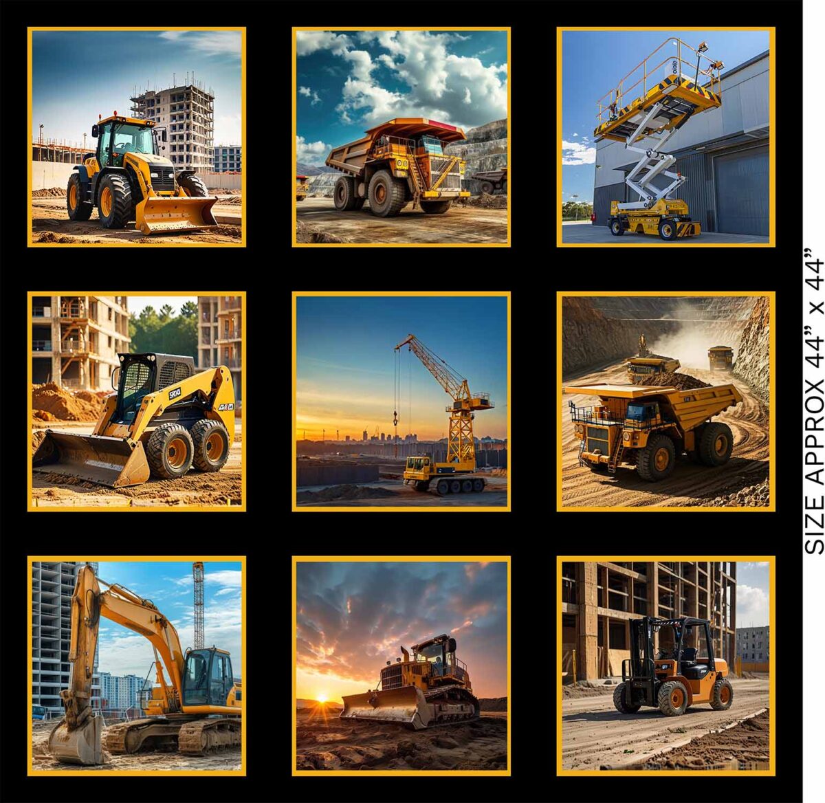 B Machinery Block Collage Construction Zone (4105) - KK Fabrics