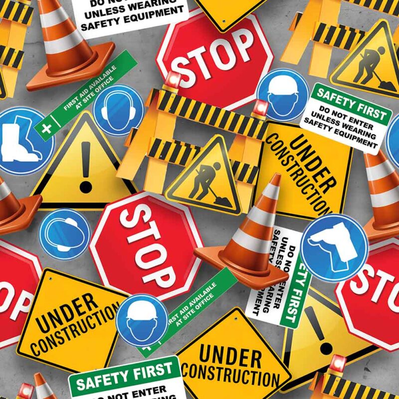 G Signs Grey Construction Zone (4105) - KK Fabrics