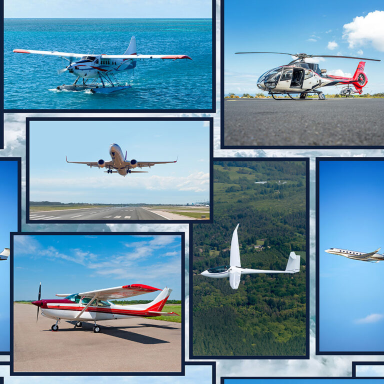 E Planes, Helicopters and Gliders Collage High Flyers (4135) - KK Fabrics