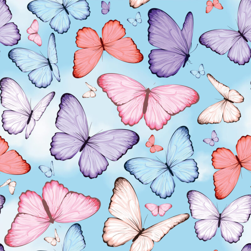 08 Butterflies Sky Rainbow Princess (5007) - KK Fabrics