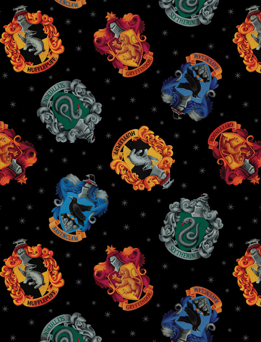 1312 Hogwarts Crests Black Harry Potter (5081) - KK Fabrics